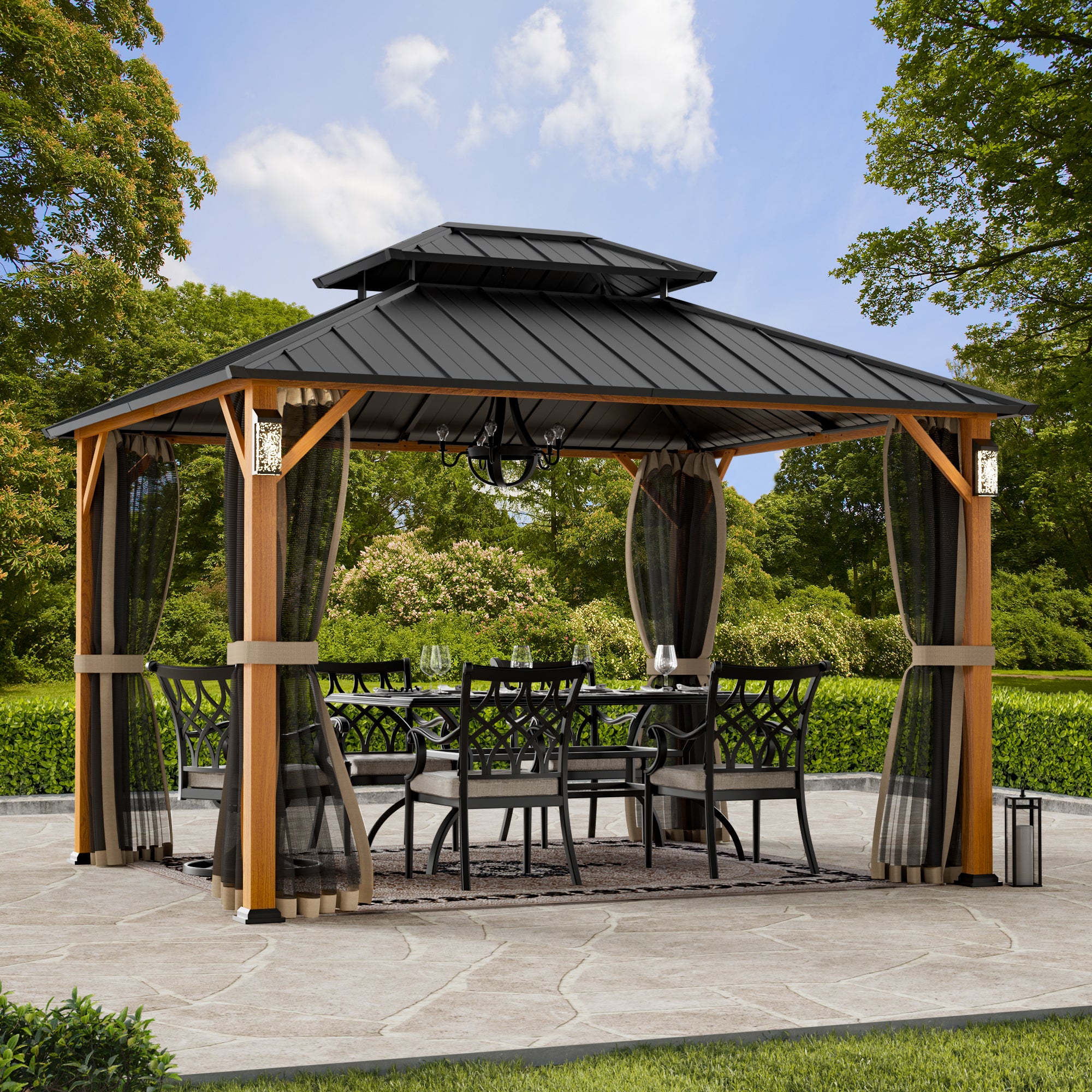 Modern Shade The Horizon 10' x 12' Hardtop Gazebo | LED Lights, Steel ...