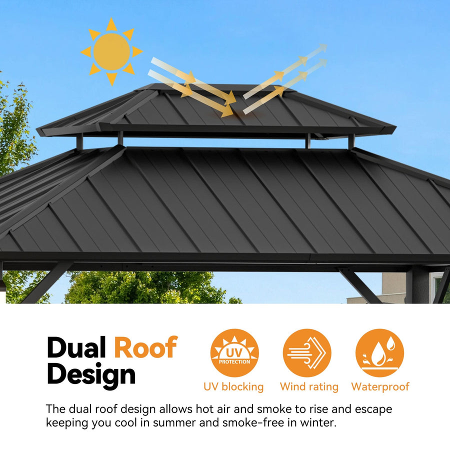 10'x12' The Horizon Metal Hardtop Gazebo – Modern Shade