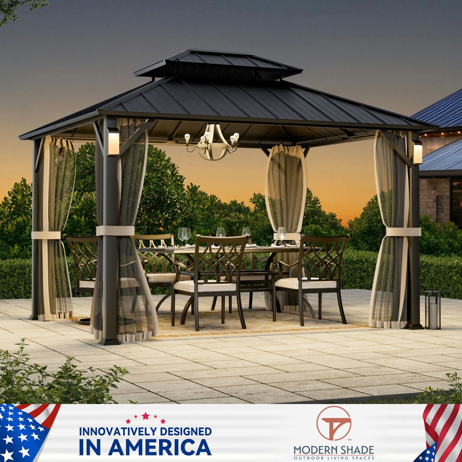 10'x12' The Horizon Metal Hardtop Gazebo – Modern Shade